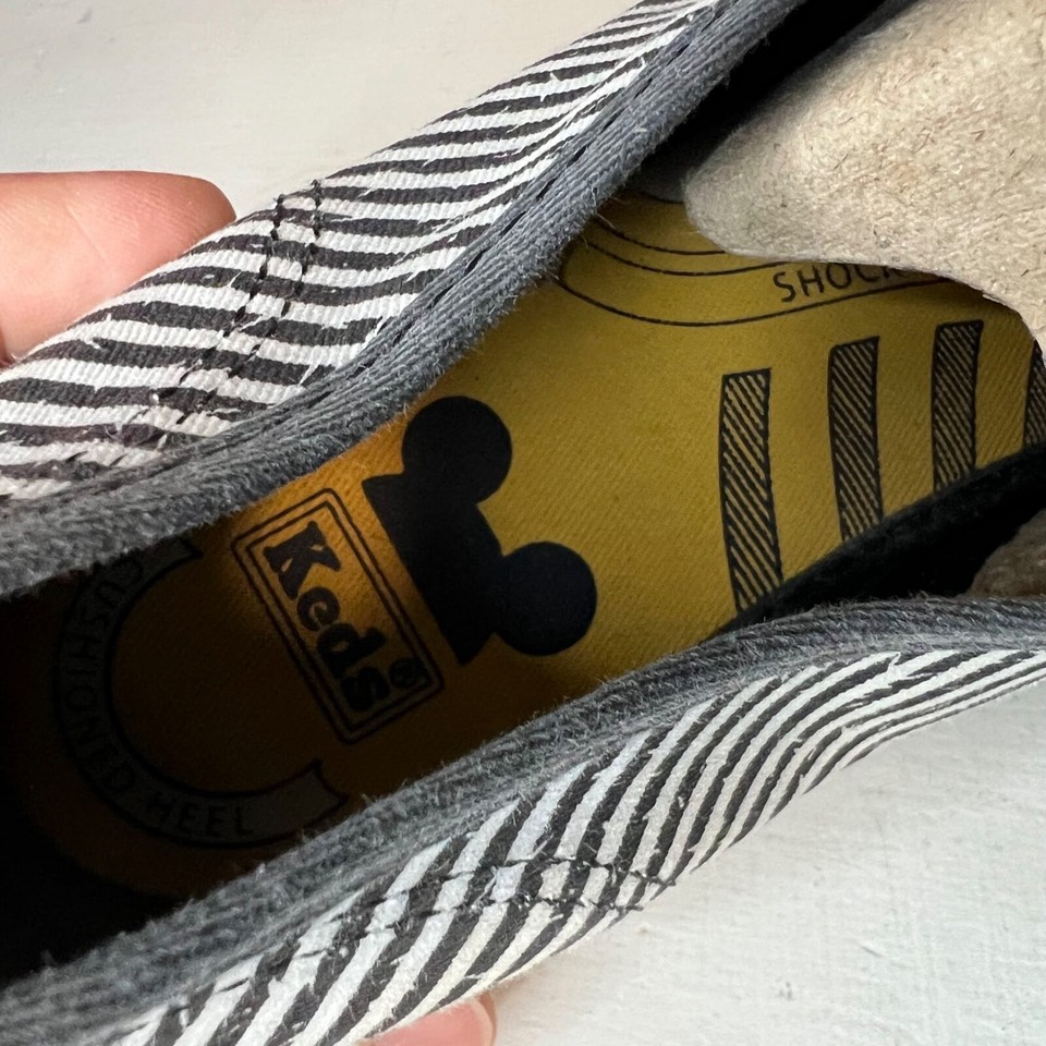 Disney Keds Mickey Mouse Stripe Slip On Sneakers Flats Canvas Womens 10 | eBay