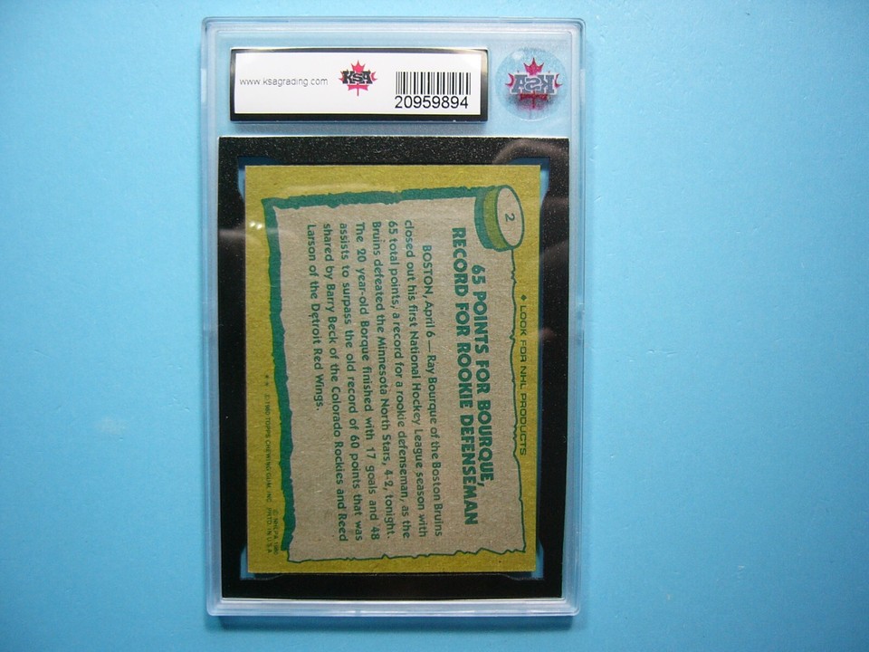 1980/81 TOPPS NHL HOCKEY CARD #2 RAY BOURQUE ROOKIE RB KSA 7 NM SHARP+ ...