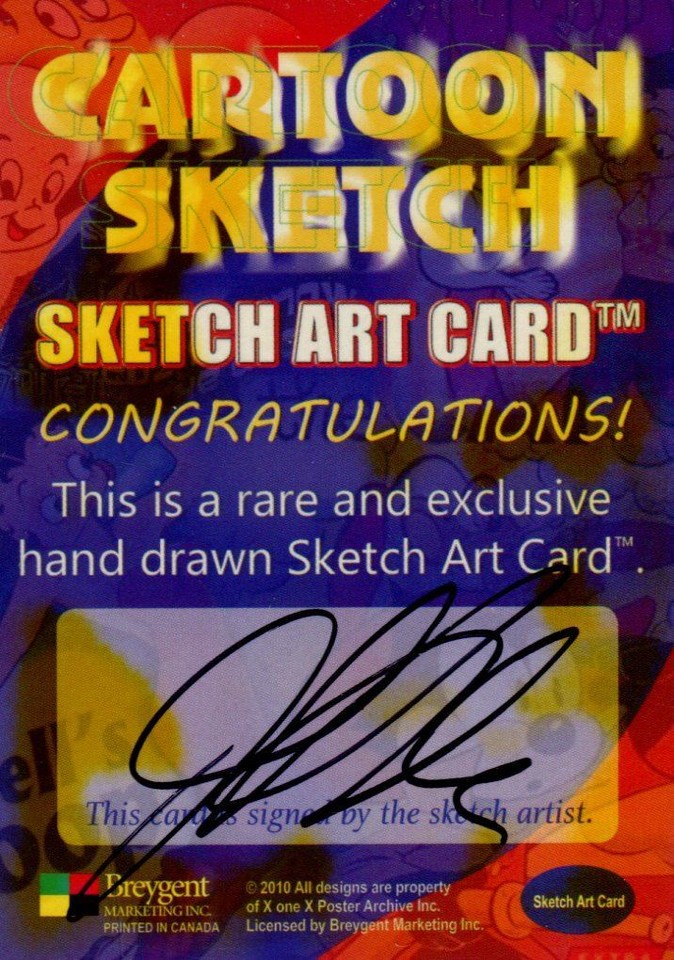 Cartoon Sketch Art Artist Autographed Sketch Art Card 12c | eBay