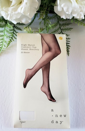 A New Day Control Top Sheer Hosiery Pantyhose Size S/M 20 Denier Black ...