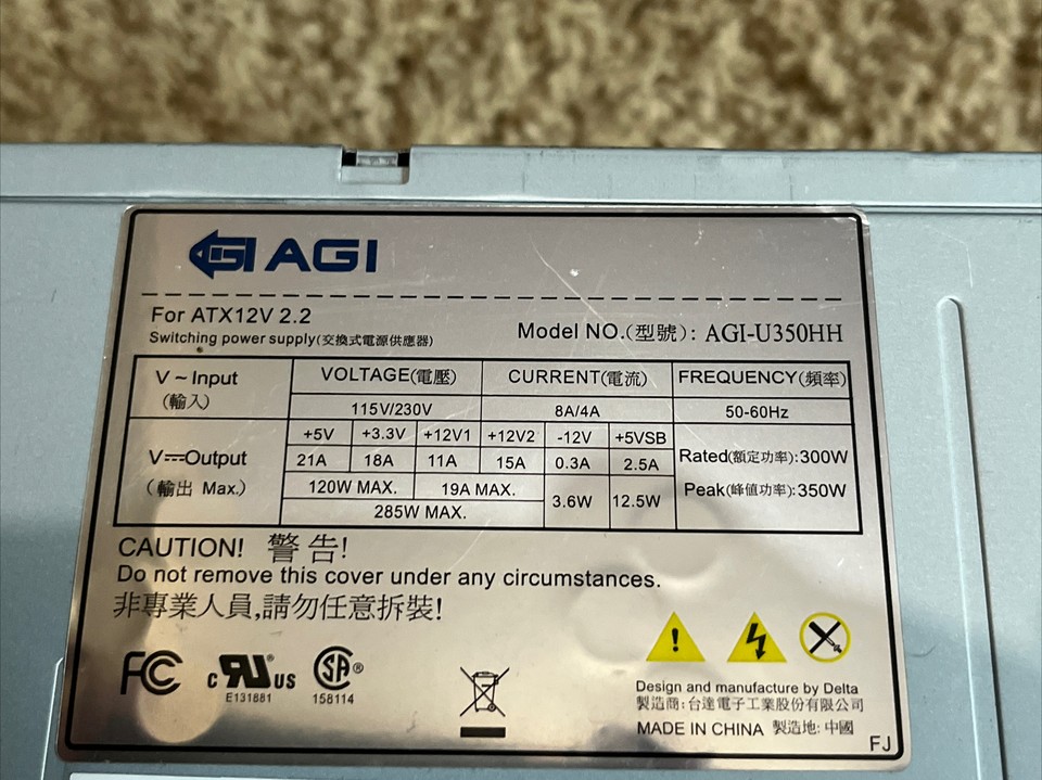 AGI AGI-U350HH 350W 20+4-Pin ATX Desktop Power Supply | eBay