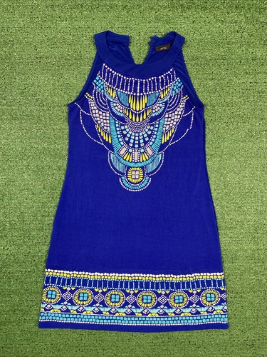 Apt 9 Woman Blue Sleeveless Sheath Dress Stretch Size Small Geometric ...