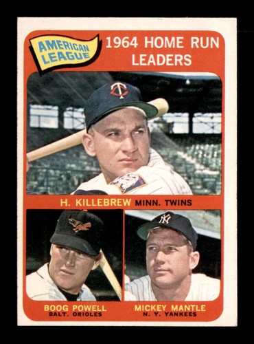 1965 Topps #3 Mantle/Killebrew/Powell AL Home Run Leaders EX+ X3641699 ...