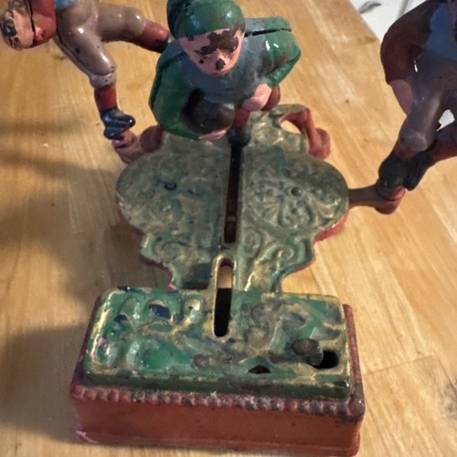 Vintage Cast Iron Mechanical Football Players Bank Reproduction | eBay