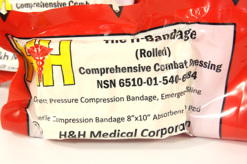 **LOT of 4** H&H Medical H Bandage 8"x10" Rolled Combat Compression ...