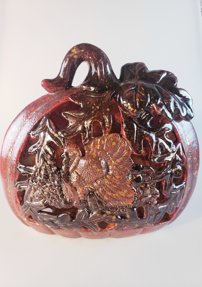 Cracker Barrel Thanksgiving Traditions Ceramic Pumpkin Turkey Lamp ...