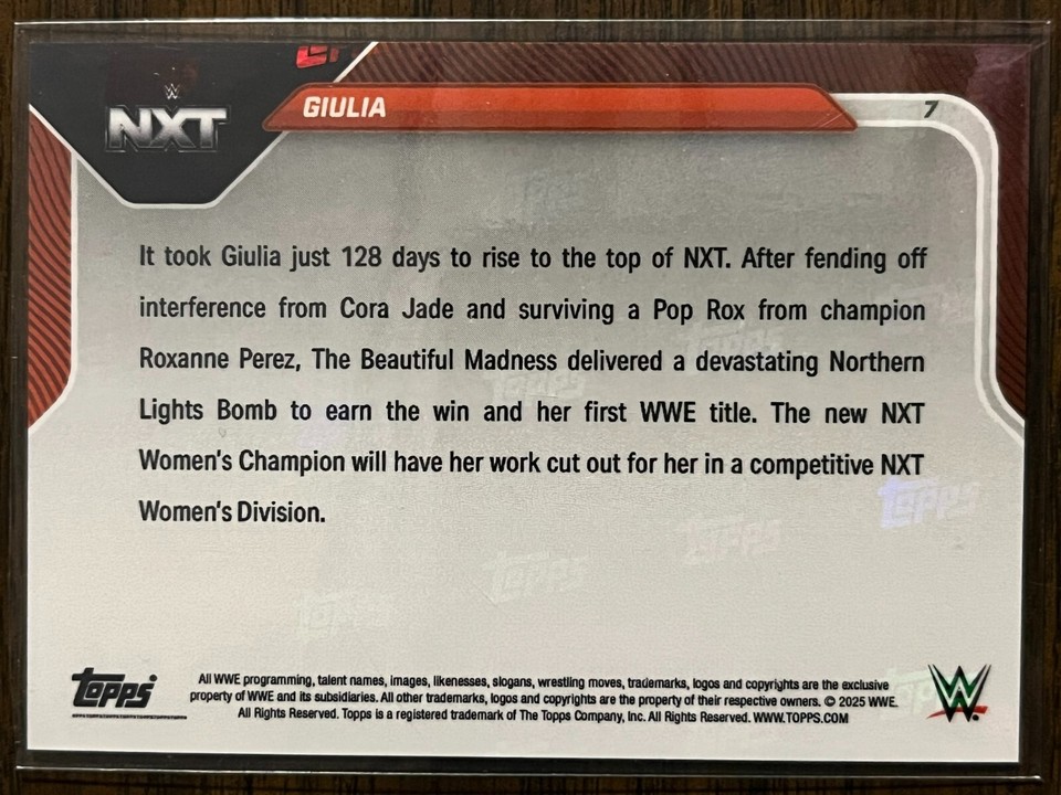 2025 Topps Now WWE #7 Giulia NXT New Year's Evil RED 1/5 | eBay