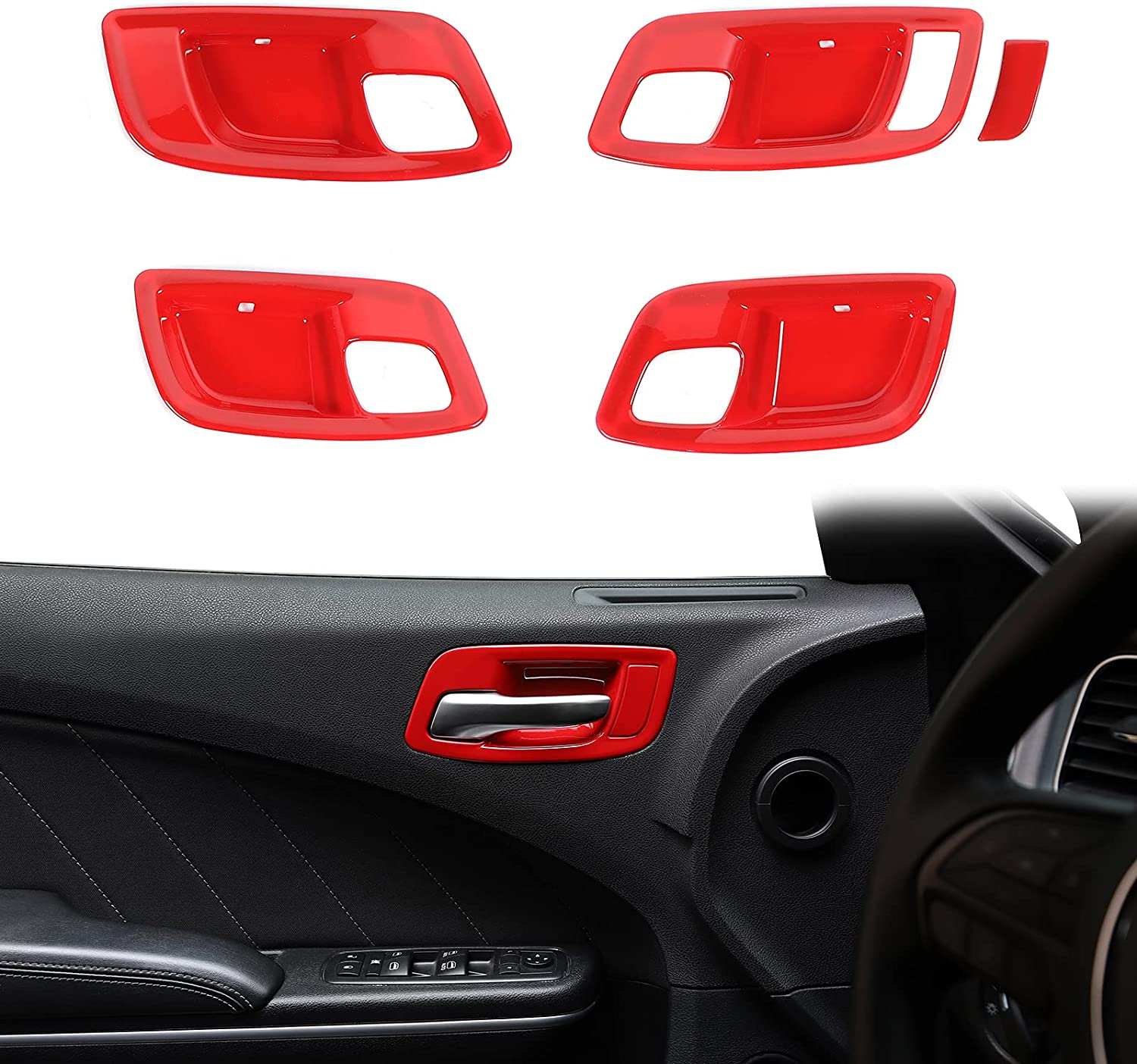 37x Red ABS Full Set Interior Decor Panel Cover Trim Kit for Dodge ...