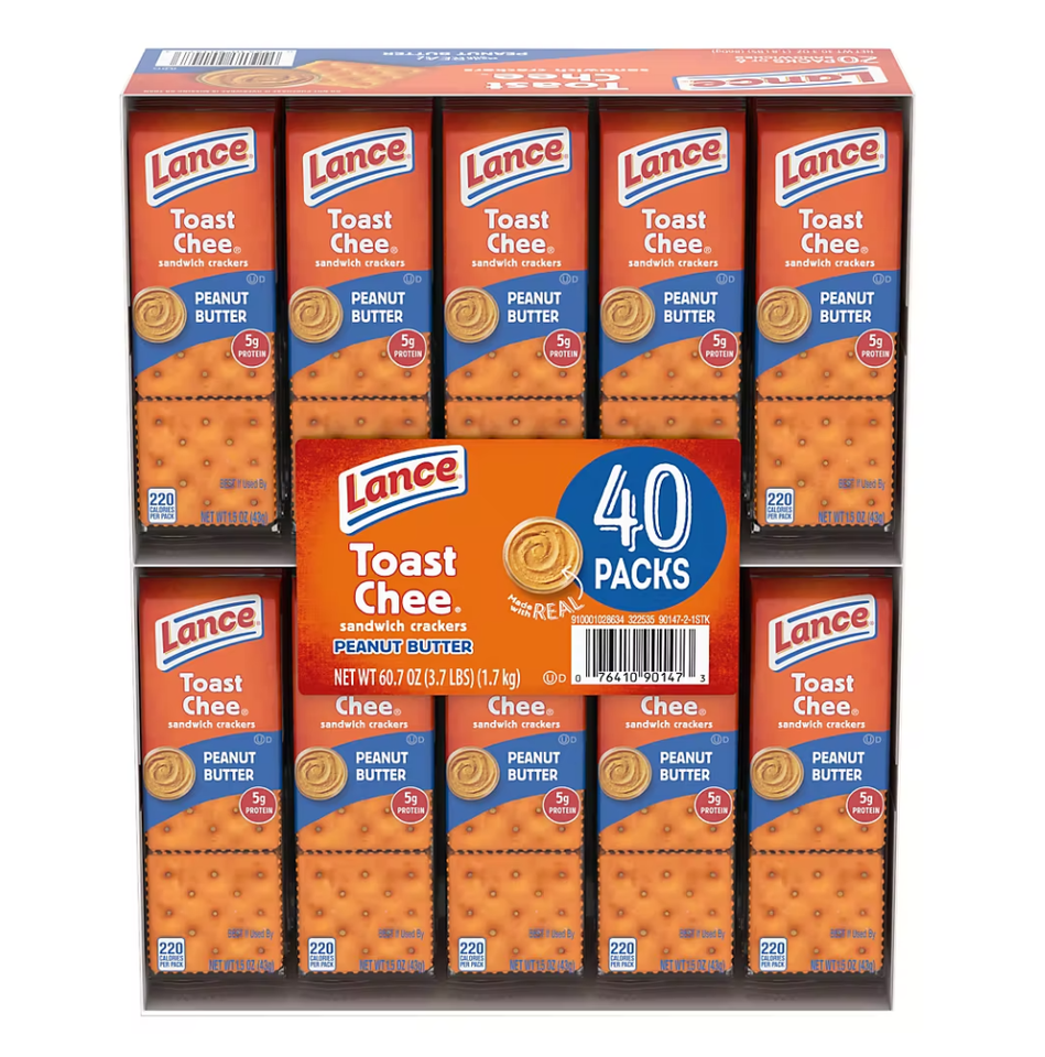 Lance Toast Chee Peanut Butter and Cheese Crackers, 40 pks (NO SHIP TO ...