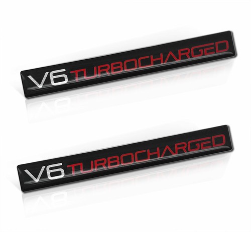2 - BRAND NEW Embossed Aluminum V6 TURBOCHARGED Turbo Badge Emblem ...