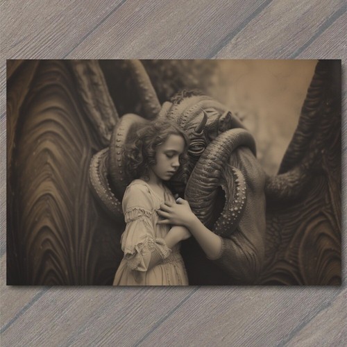 4x6" Girl Monster Weird Creepy Imaginary Friend Nightmare Scary Unusual ...