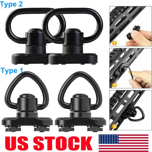 2 kit M-LOK MLOK Quick Release Sling Mount Push Button QD Sling Swivel ...