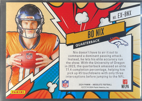 2024 Panini Absolute Bo Nix Explosive Short Print SP RC Rookie #4 ...