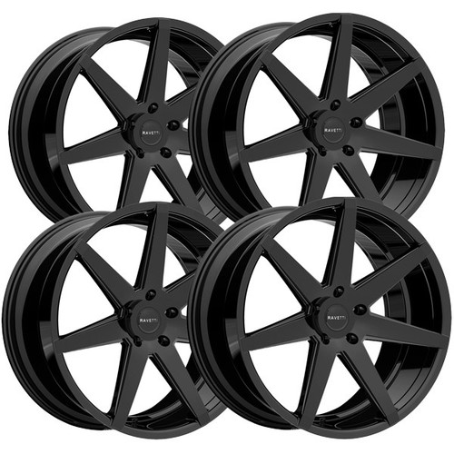 (Set of 4) Ravetti M7 20x8.5 5x112 +35mm Gloss Black Wheels Rims 20 ...