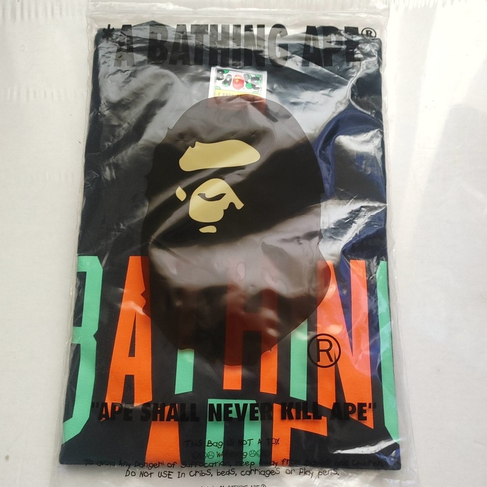 A BATHING APE Bape NYC Logo BLACK Teal Orange Colorway Tee AUTHENTIC ...