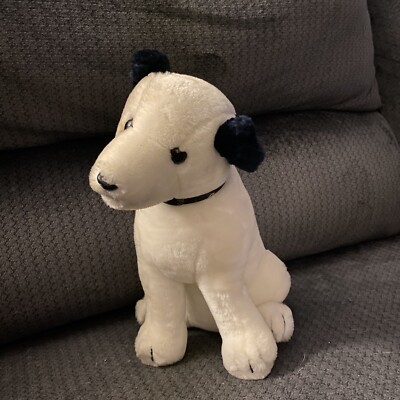Vintage Dakin Bull Terrier Dog Plush Nipper RCA White Black Puppy 12 ...