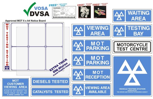 MOT SIGN | MOT SIGNS | VOSA DVSA | MOT SIGN PACK | MOT MOTORCYCLE 13 ...