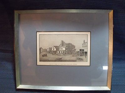 ANTIQUE BOSTON, MASS. 'THE OLD FEATHER STORE' BLOCK PRINT,PRO FRAMED ...
