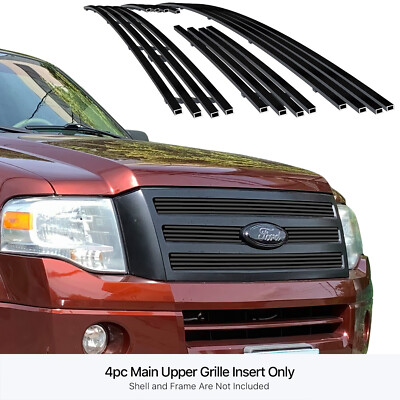For 2007-2014 Ford Expedition Black Stainless Steel Billet Grille Grill ...