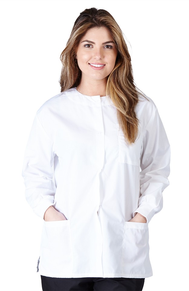 Medical Nursing Dental Long Sleeve Jackets Lab Coat Scrub Top Women Men ...