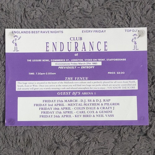 Rave Flyer - A5 - Endurance, Entropy, Kinetic - Club Flyers, Acid House ...
