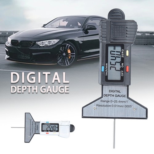 Digital Depth Gauge 0-25mm LCD Caliper Measure Tire Depth Stainless ...