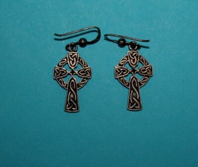 Sterling Silver Peter Stone PSCL Designed Celtic Cross Drop Earrings ...