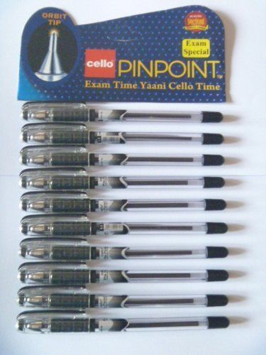 10 X Cello Pinpoint Fine Write Ball Point Pen Black Ink Black Ink Ball ...