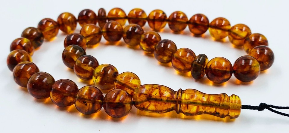 33 Amber Islamic Prayer Beads Natural Baltic Amber Tasbih Muslim ...