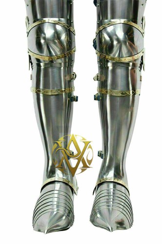 Medieval Leg Guard Armor Set Knight Crusader Spartan Steel Shoes ...