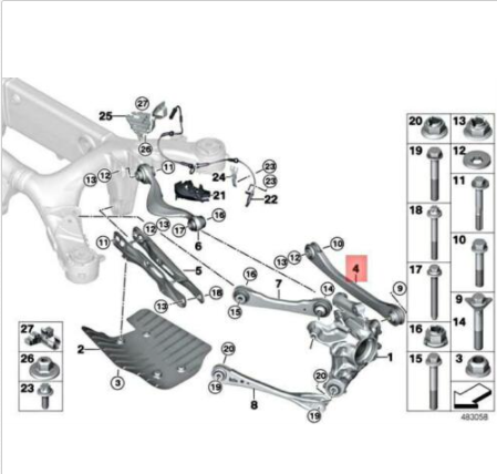 BMW 5 G30 Rear Right Wishbone Control Arm 33326861126 Genuine for sale ...