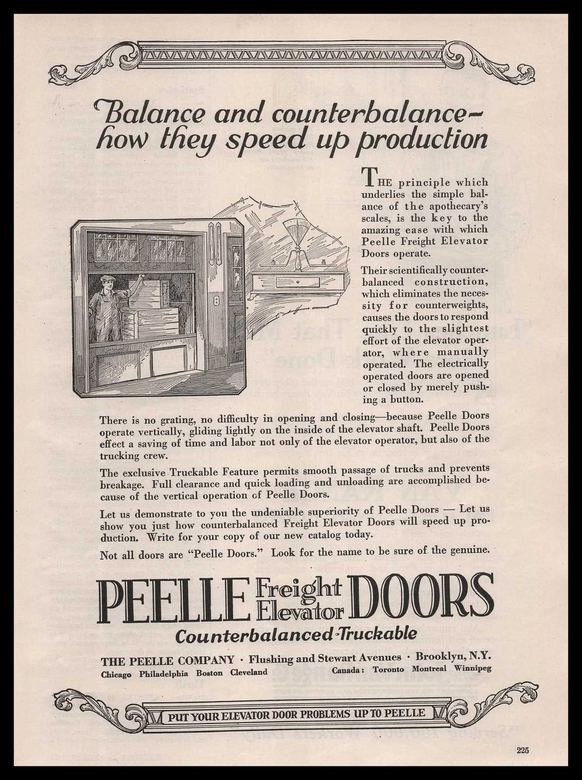 1921 Peelle Brooklyn NY Freight Elevator Doors Balance & Counterbalance ...