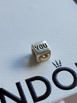 Genuine Pandora Two Tone Silver 14ct Gold “I Love You”Cube Charm | eBay UK