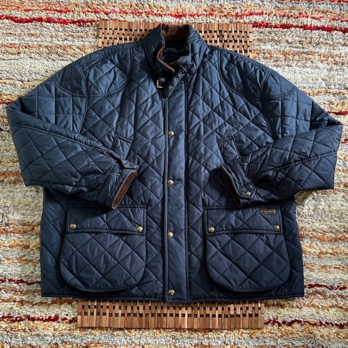 Polo Ralph Lauren VTG Diamond Quilted Puffer Jacket Moto Blue Men's 3XB ...