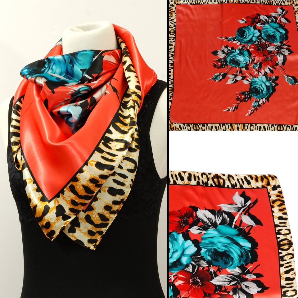 Ladies Fashion Silken Satin Square Scarf - Large 35 x 35 | eBay