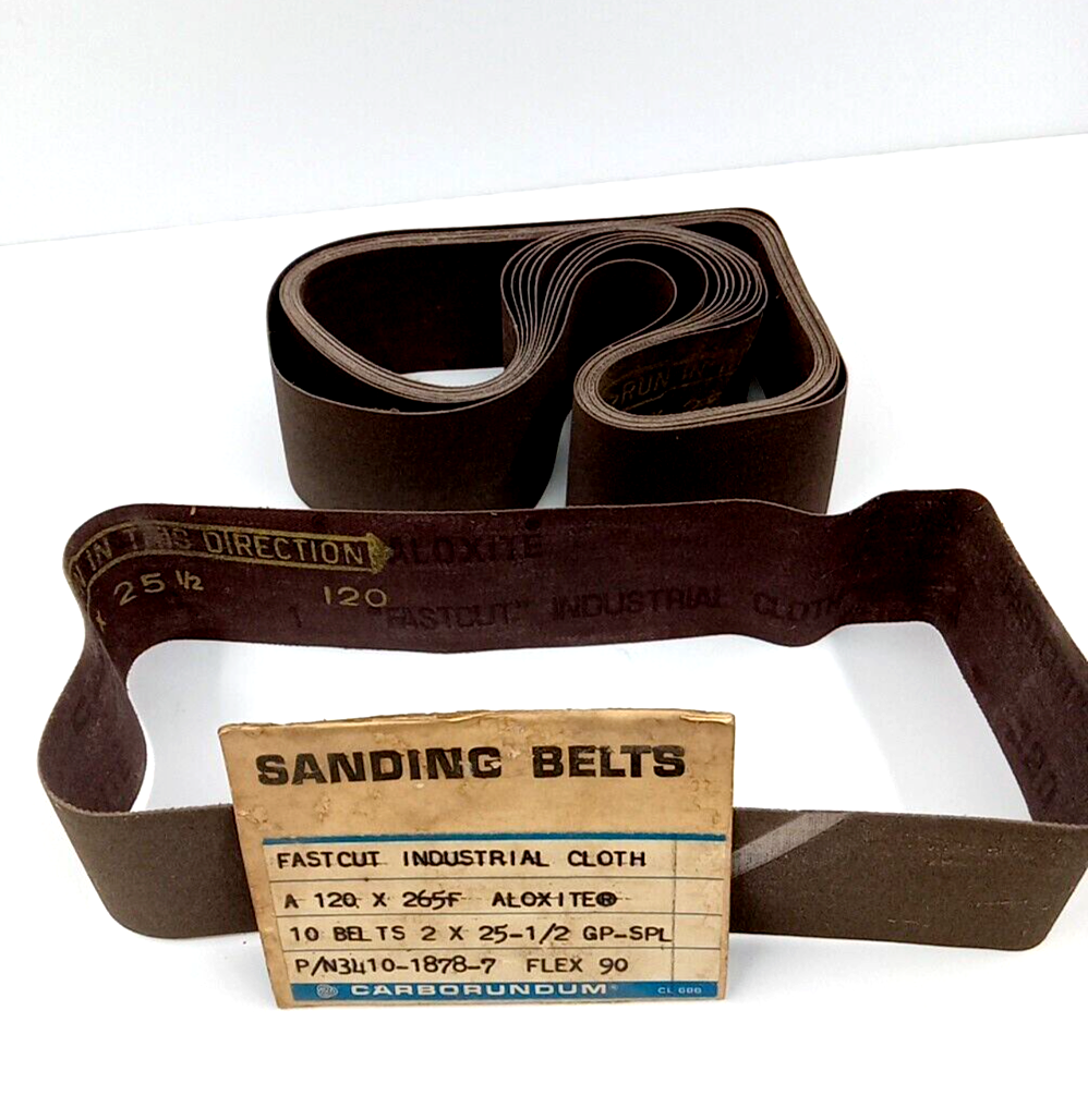 2" x 25 1/2" GP-SPL Sanding Belts 120 Grit Lot of 10 Aloxite Fast Cut ...