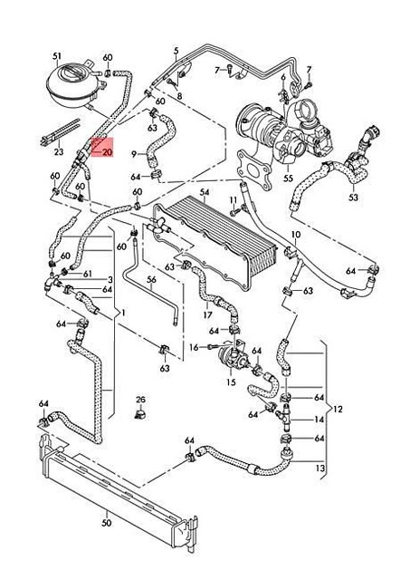 Original VW Audi Seat Skoda Kühlmittelrohr Leitung Kühler 04E122447BT ...