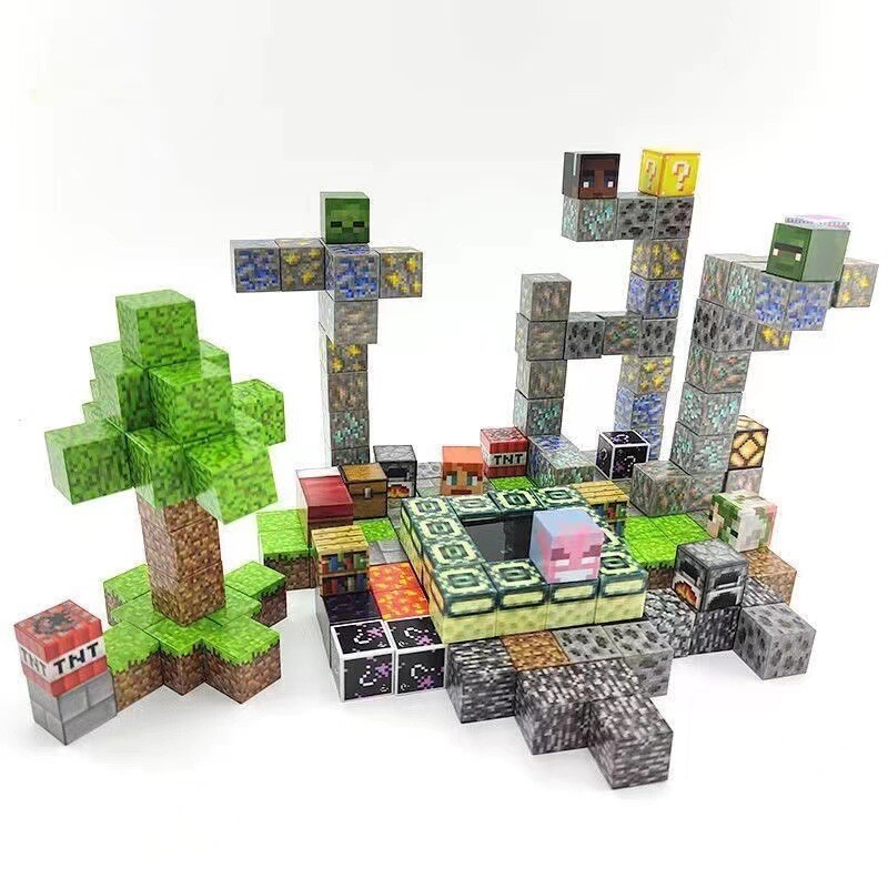 Rich Variety of Type Magnetic Block Minecraft Cubes 10PCS DIY Building ...