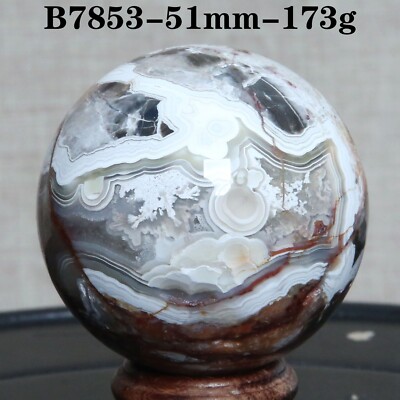 B7853-51mm-173g Natural Polished Mexico Banded Agate Crystal Sphere ...
