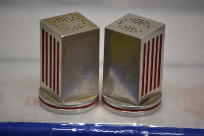 VINTAGE ART DECCO LOOK HEAVY METAL SALT & PEPPER SHAKERS 2.5" TALL | eBay