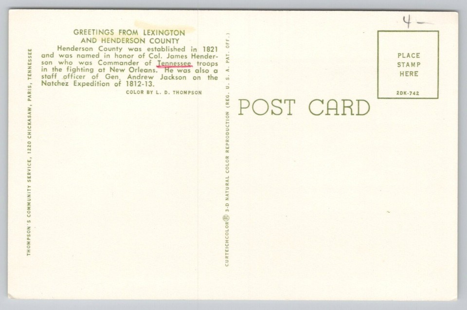 Postcard Henderson County Courthouse Lexington Tennessee | eBay