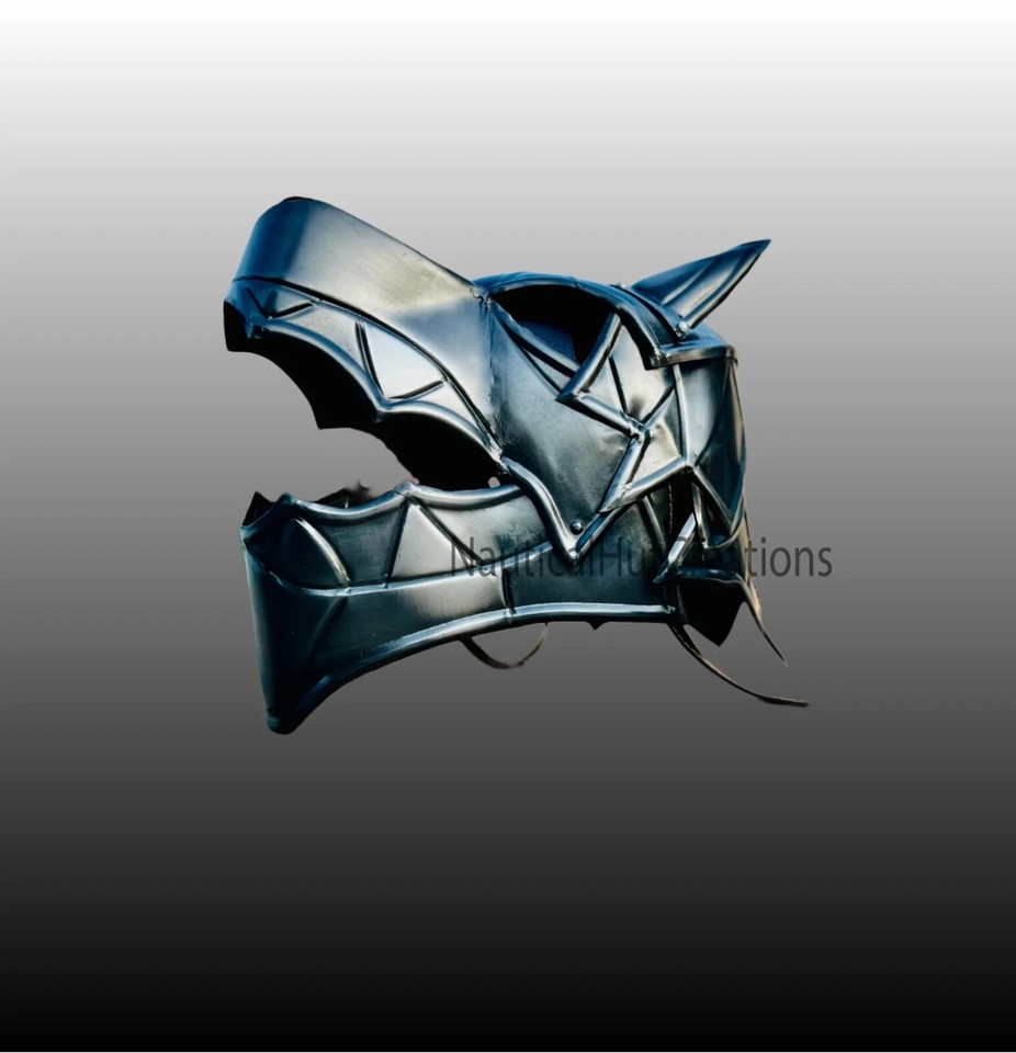 Premium Medieval Great Wolf Head Helmet Blackened 18 Gauge Steel Wolf Fox Helmet | eBay