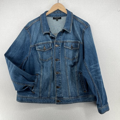 TALBOTS Jacket 2X Plus Classic Jean Trucker Button Up Denim Stretch Cotton Blue | eBay