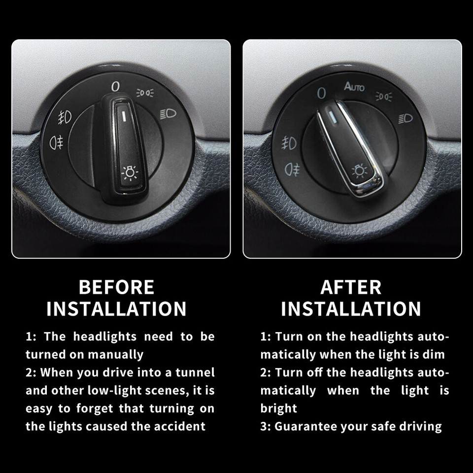 Plastic Fog Light Auto Headlight Switch+Module Upgrade For VW T5 ...