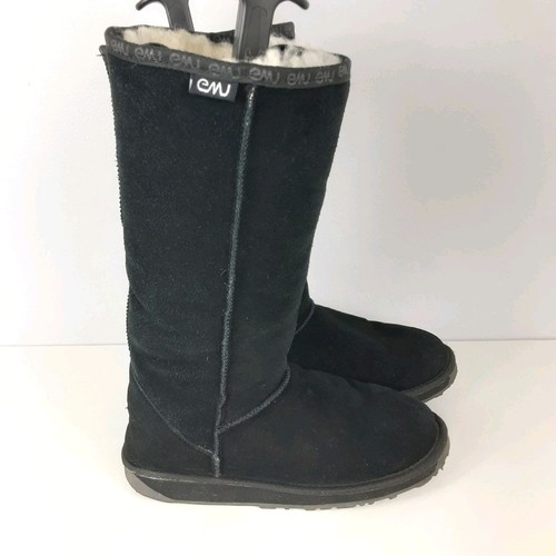 EMU Australia Women's Size 9 Black Suede Tall Lined Merino Wool Boots ...