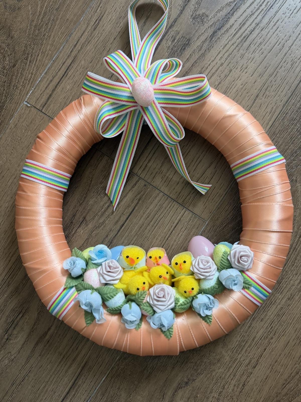 Easter Chicks Family Wreath Cute Pastel Colors With Eggs Hunt Front ...