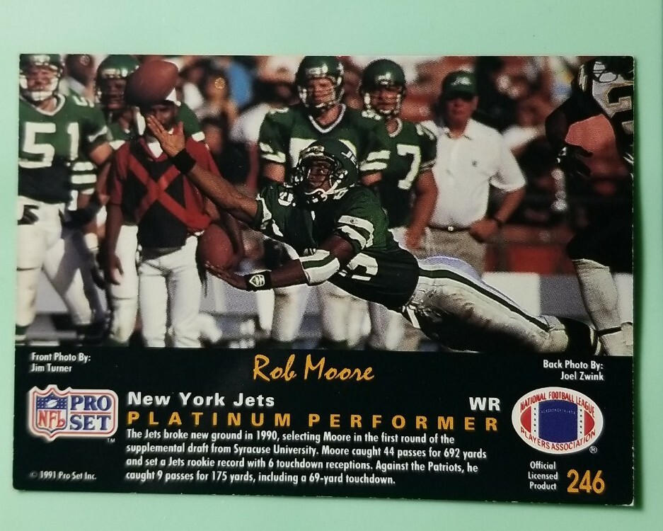 1991 Pro Set Platinum Football Card #246 Rob Moore - New York Jets | eBay