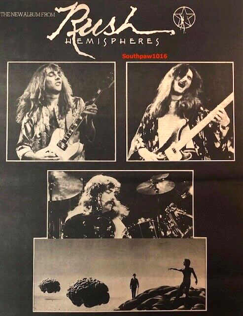 1978 Rush 'Hemispheres' UK Release Music Industry Promotional Reprint ...