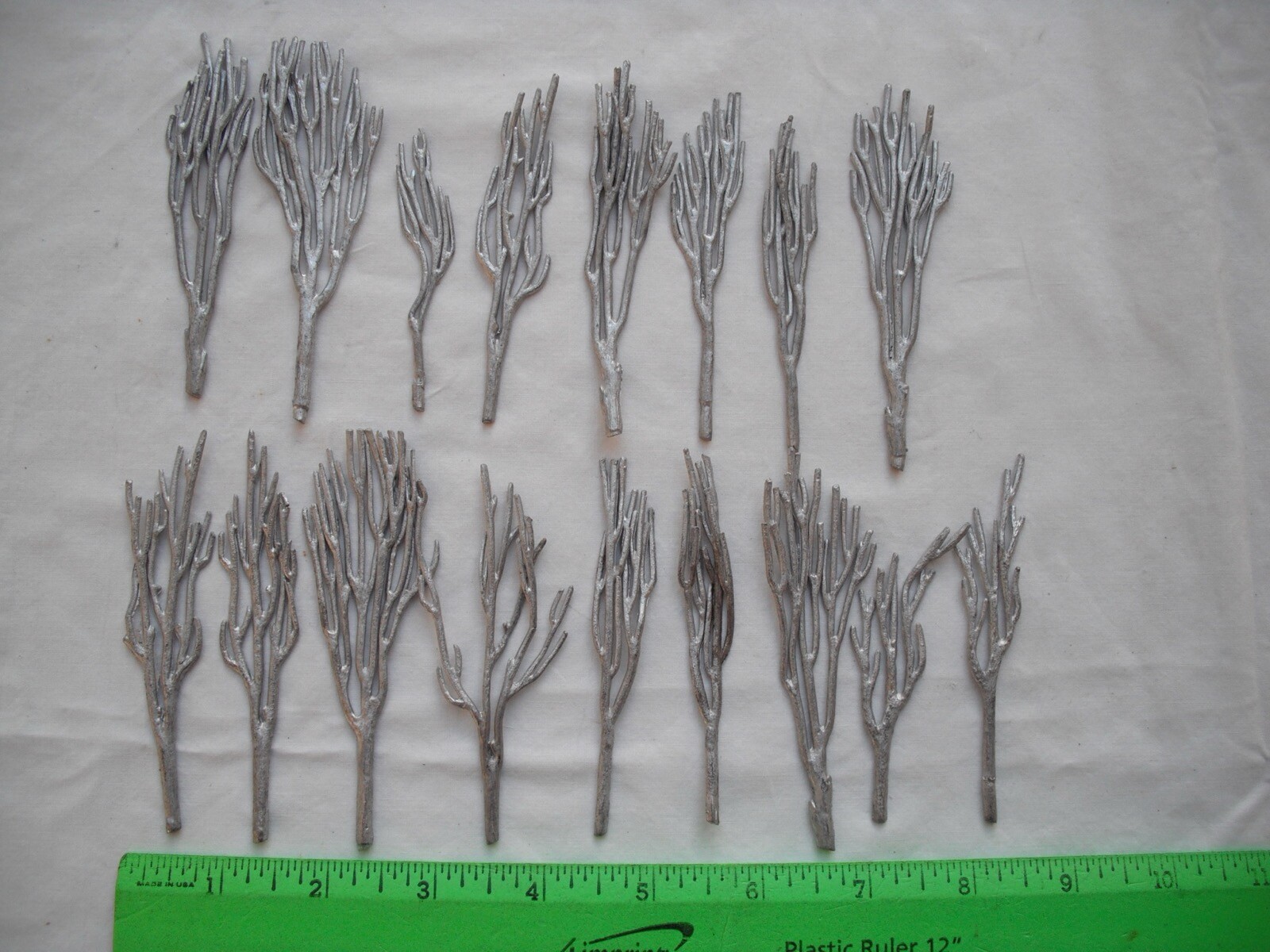 Lot of 17 Metal Trees, Silver Bare Tree Trunks, Dead, Cast Model, HO ...