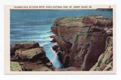 2 Linen Postcards,Thunder Hole, Ocean Drive,Jordan Pond, Mt.Desert ...
